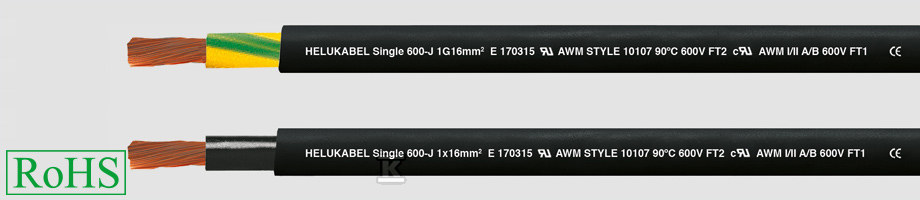 Single-core PVC wire acc. to UL/CSA SINGLE 600-J 1G25 mm² (AWG4) yellow ...