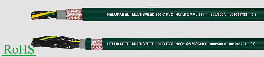 Flexible cable 500V m.SPEED 500-C-PVC 3G1 PVC jacket, metered, shielded ...