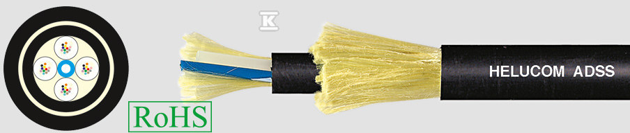 Kabel światłowodowy helucom ADSS 35 12 E9/125 zewnętrzny, opona pe ...