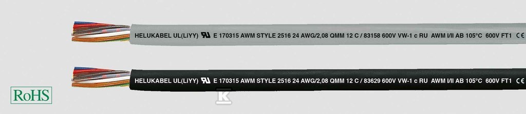 Przewód UL style 2516, 600 V UL(LIYY) 16XAWG14 czarny, izolowany PVC 83630 - Hurtownia Onninen