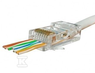 RJ45 plug cat. 6 UTP pass-through, pack of 100 pcs. CCAS-RJ6-UTP-EZ ...