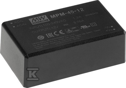 Zasilacz medyczny 45W 12V 3.75A MPM-45-12 - Hurtownia Onninen