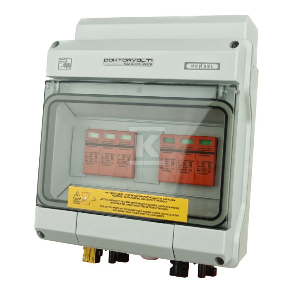 PV DC distribution board 1000V T1 T2 40kA 2-string MC4 IP65 Doktorvolt ...