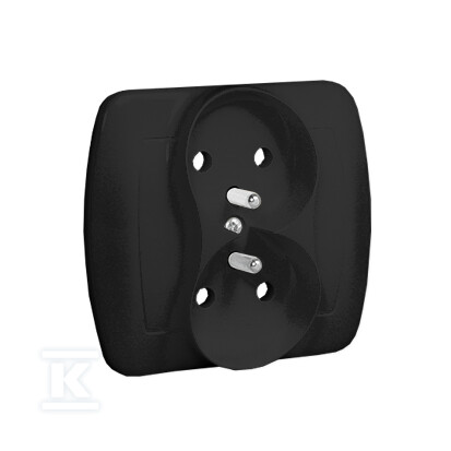 Double socket outlet with grounding, with shutters for current paths ...