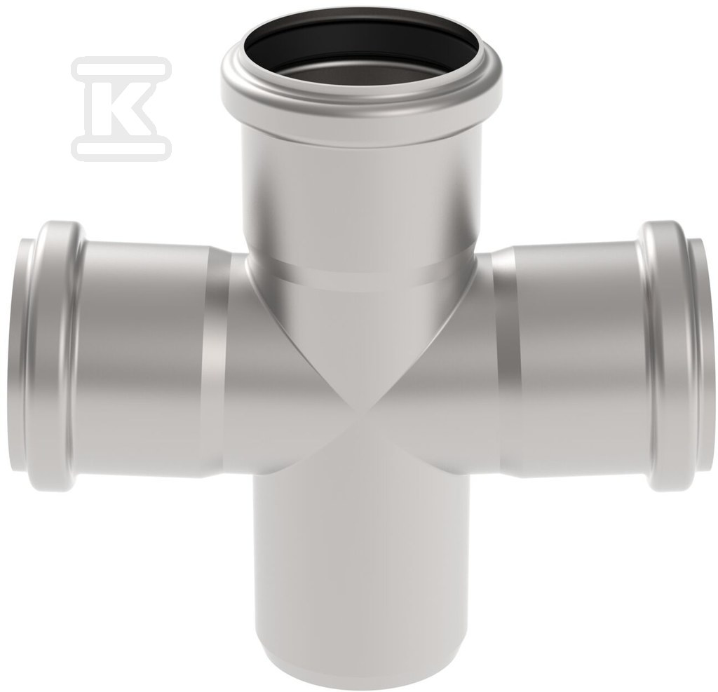 Czwórnik nierdzewny 110x75x75/87.5 jednopłaszczyznowy, trzykielichowy z ...