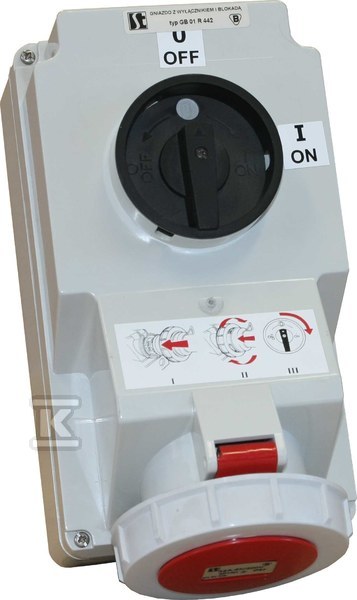 Socket with switch and lock 32 A 400 V 3P+PE IP44 GB01\R341 - Onninen ...