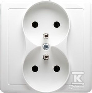 Double socket outlet with earthing, complete 16A, 250V ~, screw ...