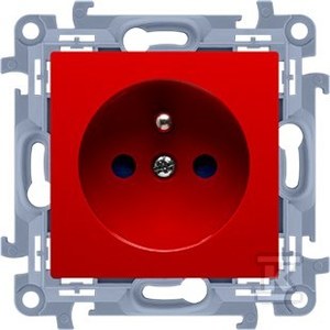 Single grounded socket with current-carrying track covers (module) 16A ...