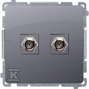 Double "F" type antenna socket (module), Basic module, stainless steel ...