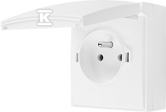 Single, surface-mounted socket outlet with earthing, a flap in the same ...