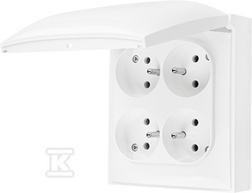 Surface-mounted socket outlet, 4-gang with earthing, shutter in cover ...