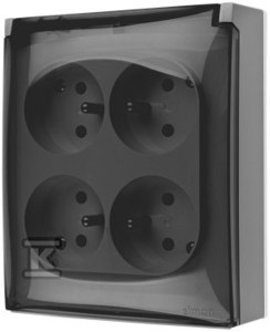 Surface-mounted socket outlet, 4-fold with earthing, transparent flap ...