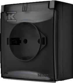 Surface-mounted socket outlet, Schuko, single, transparent flap, IP44 ...