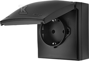 Surface-mounted socket outlet, Schuko, single, a flap in the same color ...