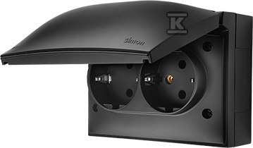 Surface-mount socket, Schuko, double compact, a flap in the same color ...