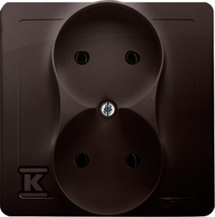 Double socket without earthing, monoblock, 16A, 250V~, screw terminals ...